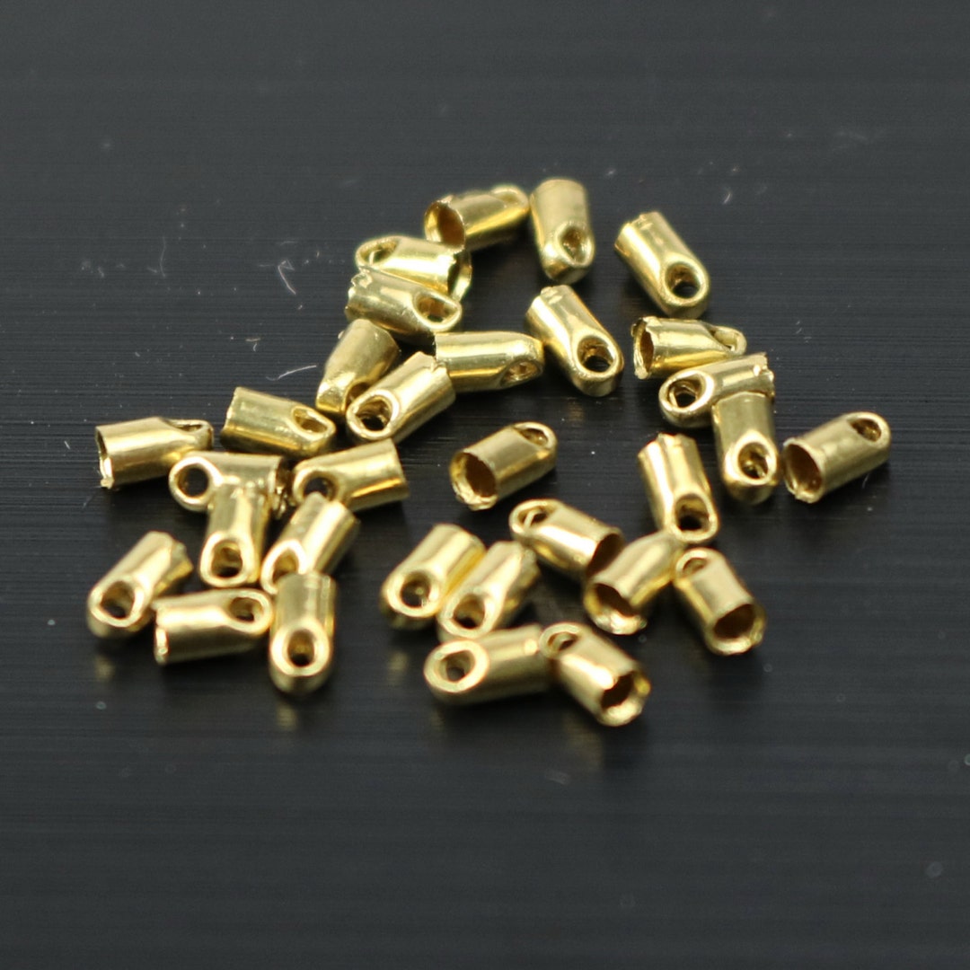 100 Raw Brass End Caps: 1.5mm Cord/chain, 4mm Length - Etsy