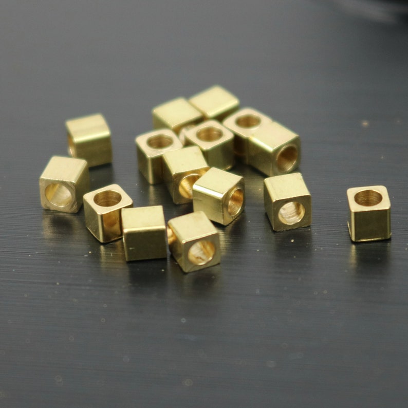 20 Raw Brass Square Cube Beads End Caps 3x3 Mm 2.0mm Hole | Etsy