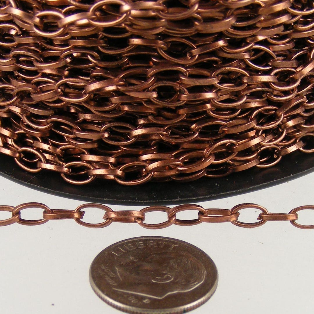 Antique Copper Plated Finish Drawn Cable Chain: 6.3x3.5mm Unsoldered ...