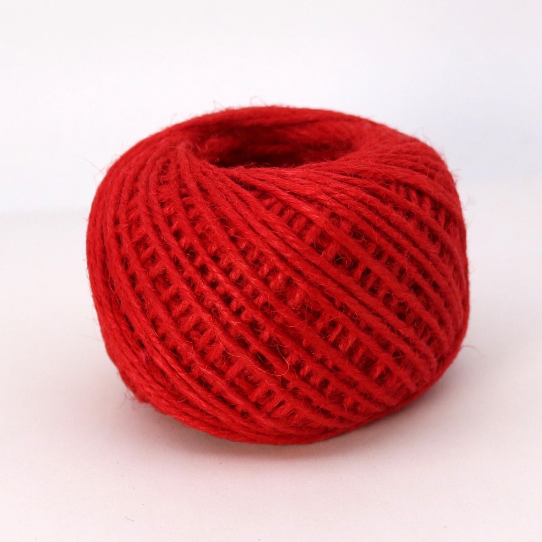 50 Yds Red Twisted Jute Twine 2mm 2 Ply Premium Twine Craft Bulk String ...