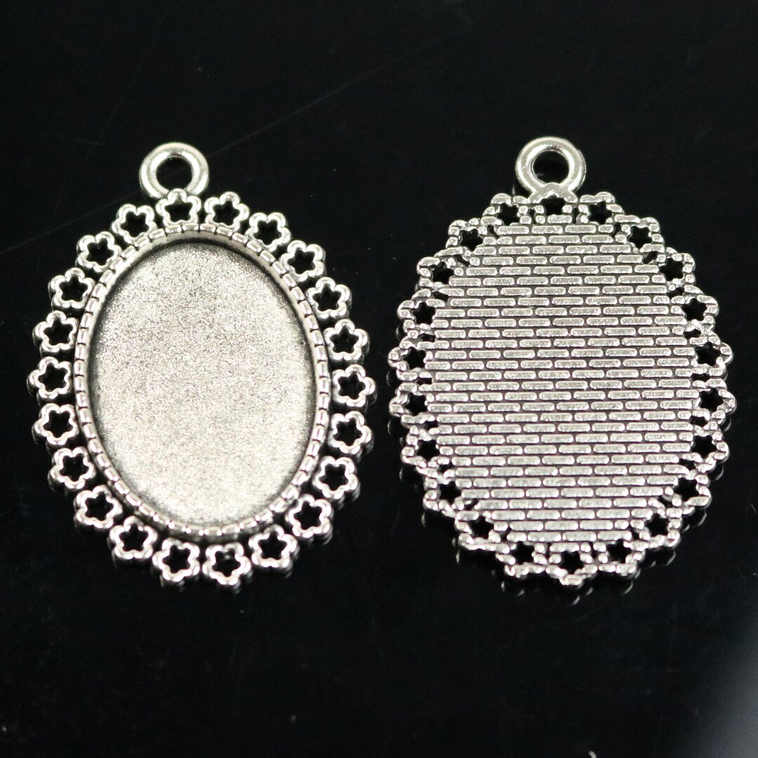 50 Pcs Oval Antique Silver Bezel - for 18x25mm 3/4x1 Inch - Oval ...