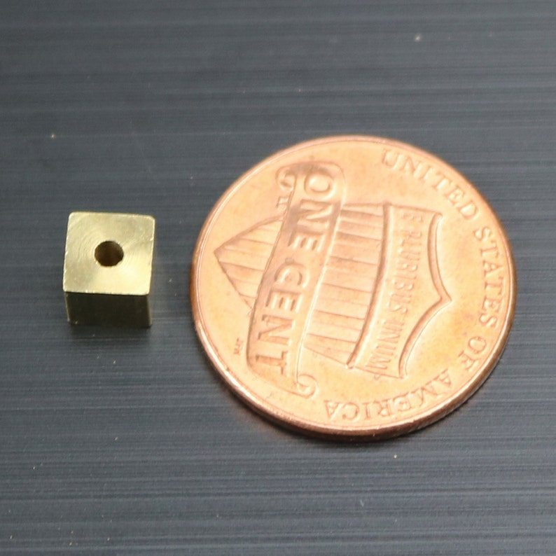10 Raw Brass Square Cube Beads End Caps 5x5 Mm 1.5mm Hole - Etsy