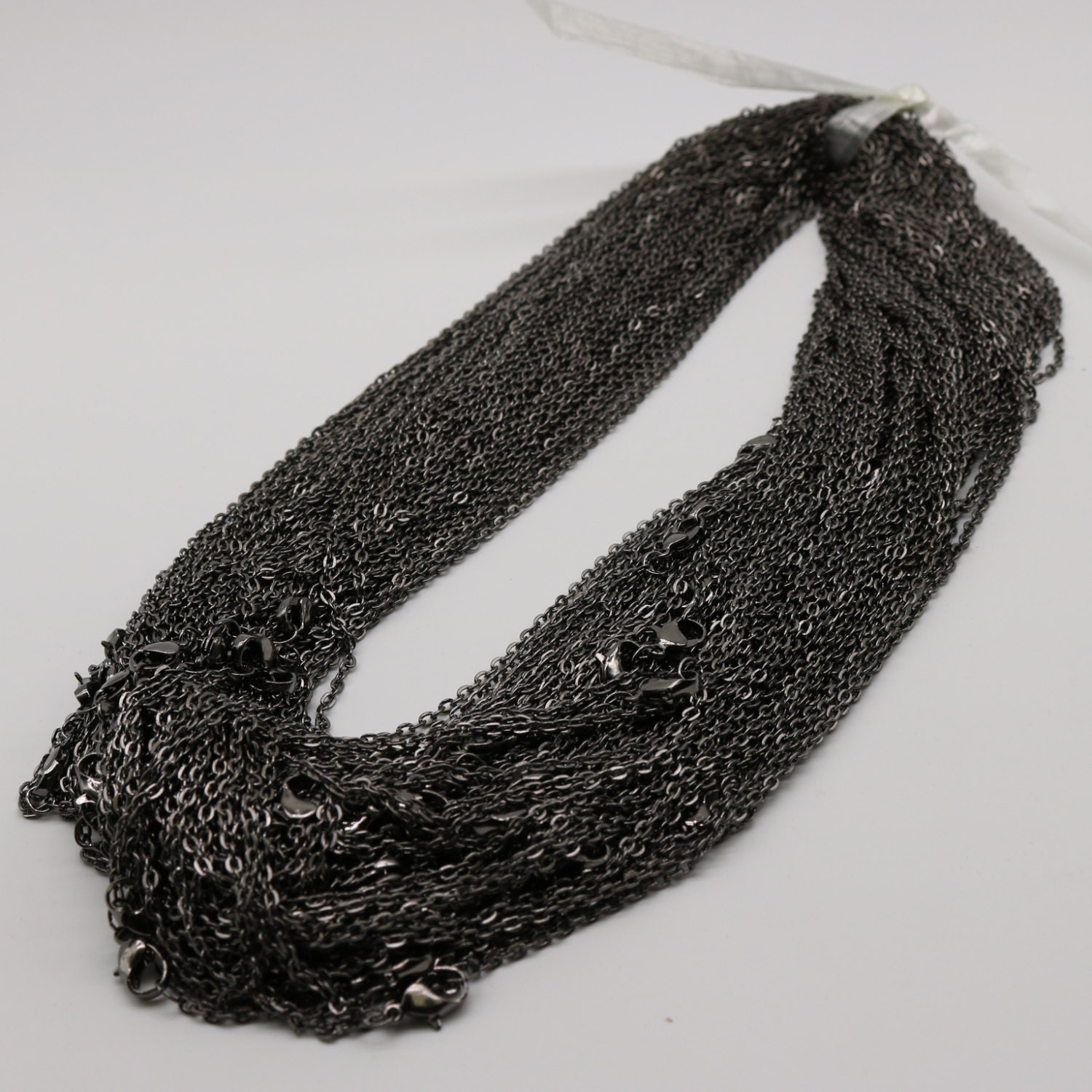 10 Pcs of 24 Inch Flat Cable Chain - Gunmetal Plated - 2x3mm Link ...