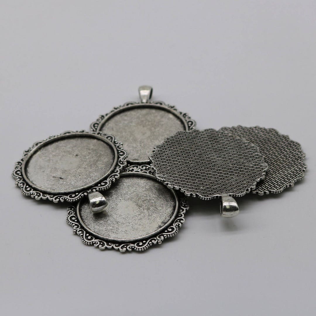 20 Pcs Round Antique Silver Bezel - for 35mm App. 1-3/8 Inch - Circle ...