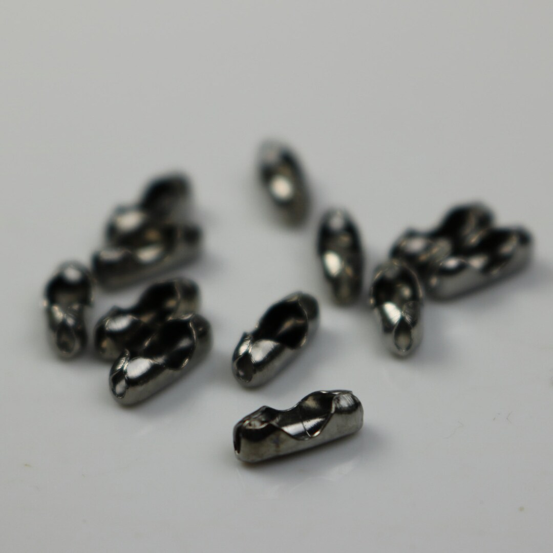 100 Pcs Ball Chain Connector - 1.5mm Gunmetal - Clasp Insert Type ...