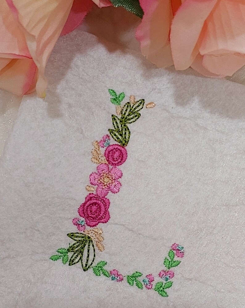 Floral Letter L Embroidery Design Flower Alphabet Font - Etsy
