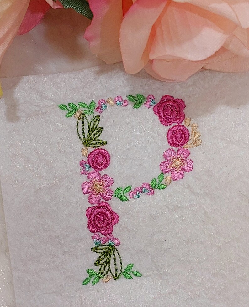 Floral Letter Embroidery Design Uppercase P Flower Alphabet - Etsy