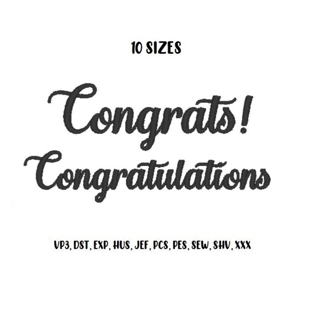 Congratulations Machine Embroidery Design, Congrats Embroidery Design ...