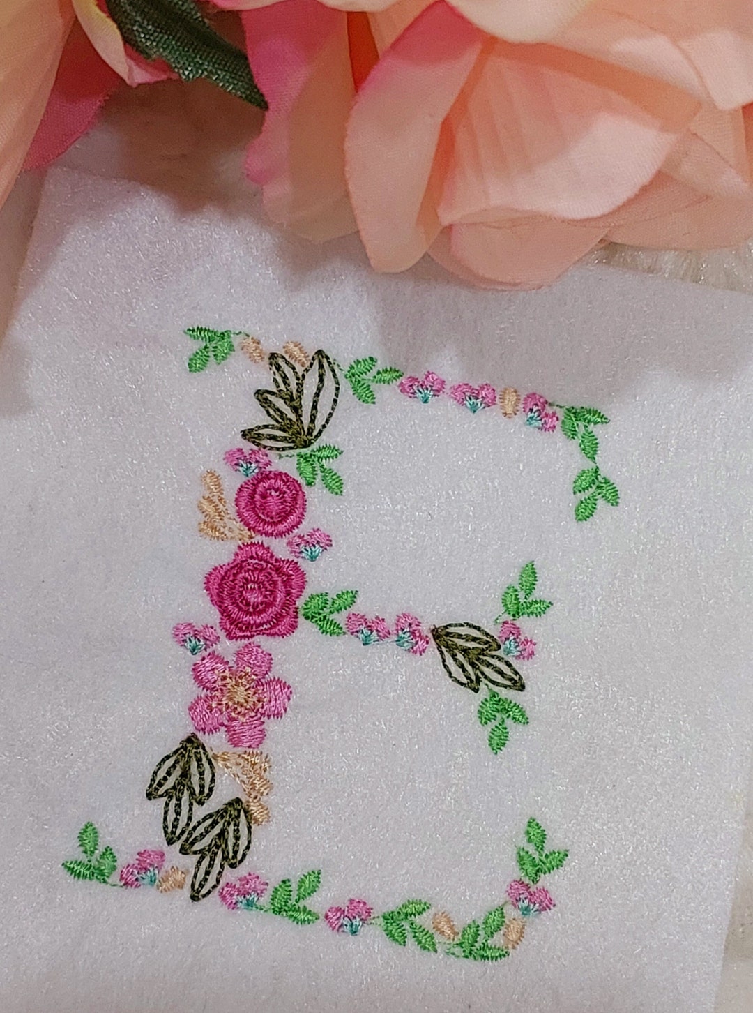 Floral Letters Embroidery Design, Uppercase E Flower Alphabet Font ...