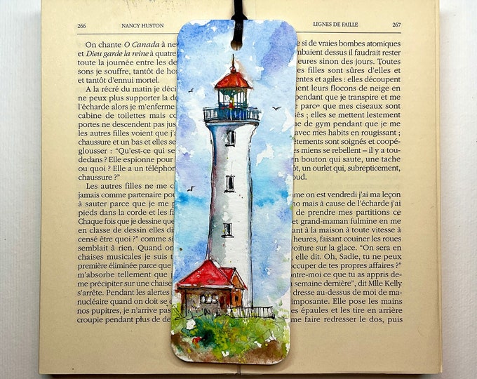 Lighthouse Bookmark in Watercolor Original Painting of Marine - Etsy