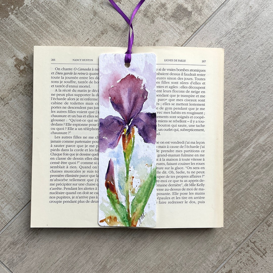 Purple Iris Hand Painted Bookmark, Iris Flower Painting on Bookmark ...