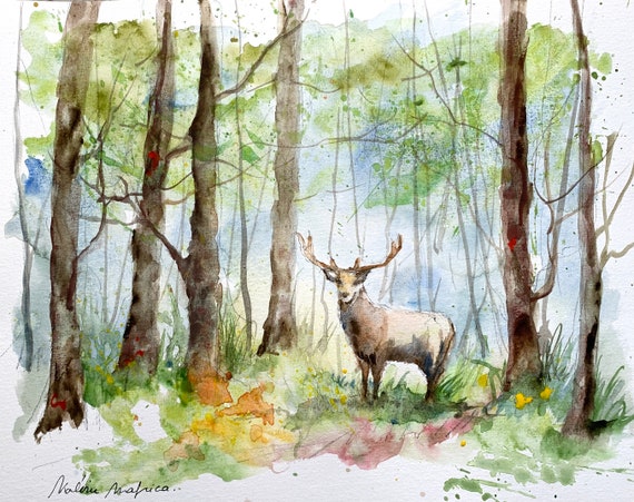 Deer Watercolor Painting