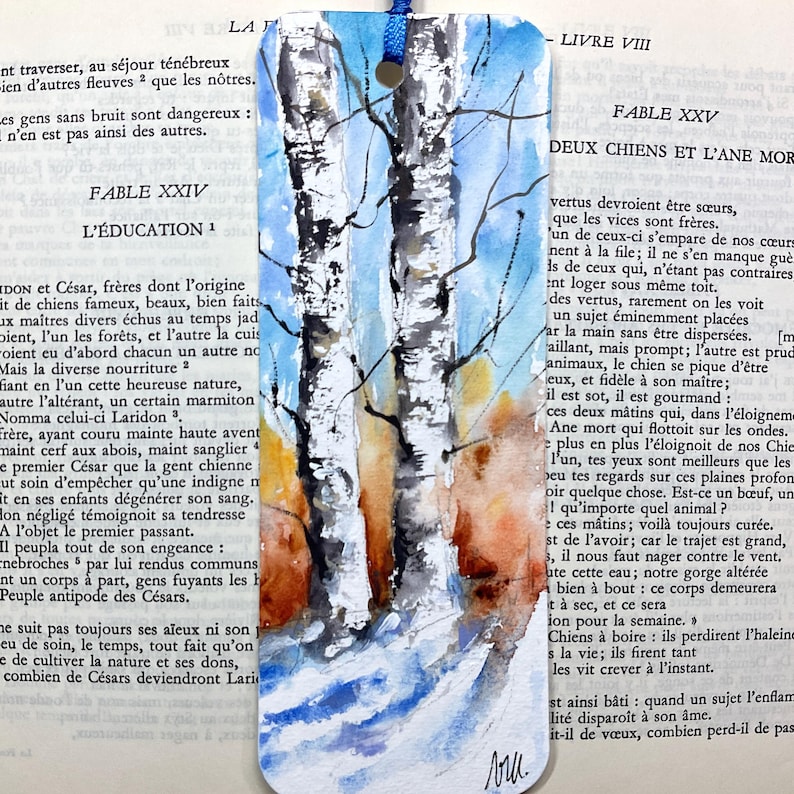 Hand Painted Tree on a Bookmark, Forest Painting on Paper Bookmark ...