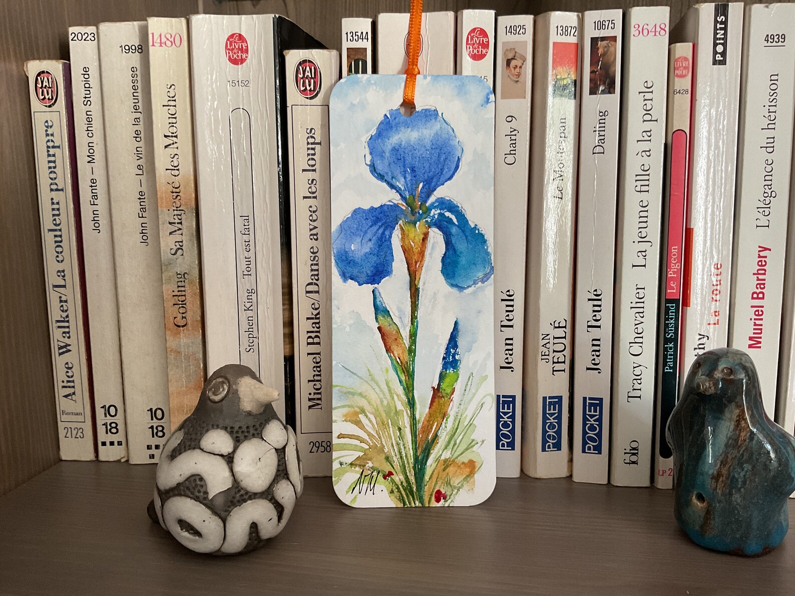 Blue Iris Hand Painted Bookmark, Iris Flower Painting on Bookmark, Gift ...