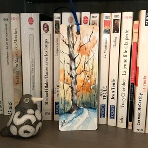 Hand Painted Tree on a Bookmark, Forest Painting on Paper Bookmark ...