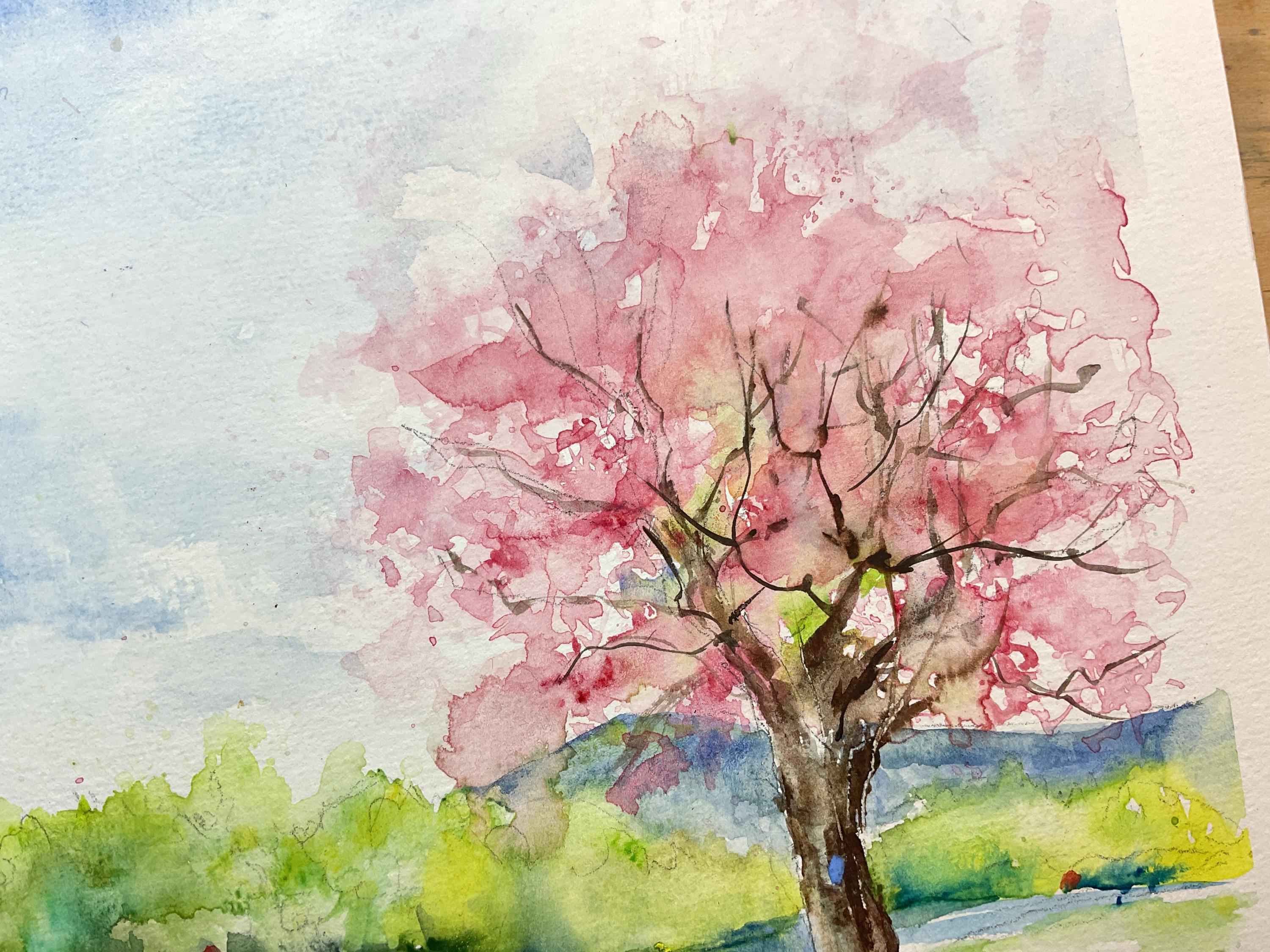 Spring Feeling, Original Watercolor Painting of a Spring Countryside ...