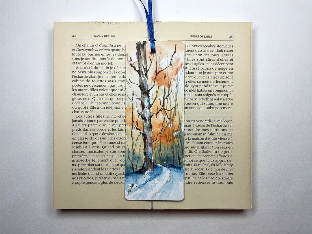 Hand Painted Tree on a Bookmark, Forest Painting on Paper Bookmark ...