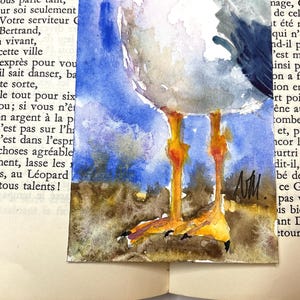 Seagull Painting in Original Watercolor on Bookmark, Gull Decor ...