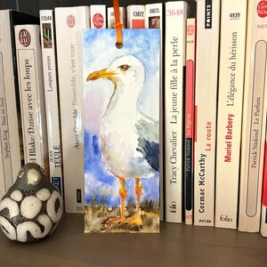 Seagull Painting in Original Watercolor on Bookmark, Gull Decor ...