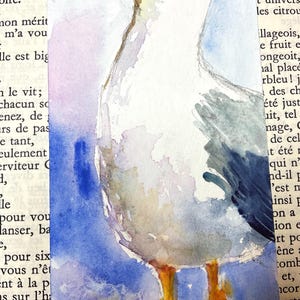Seagull Painting in Original Watercolor on Bookmark, Gull Decor ...