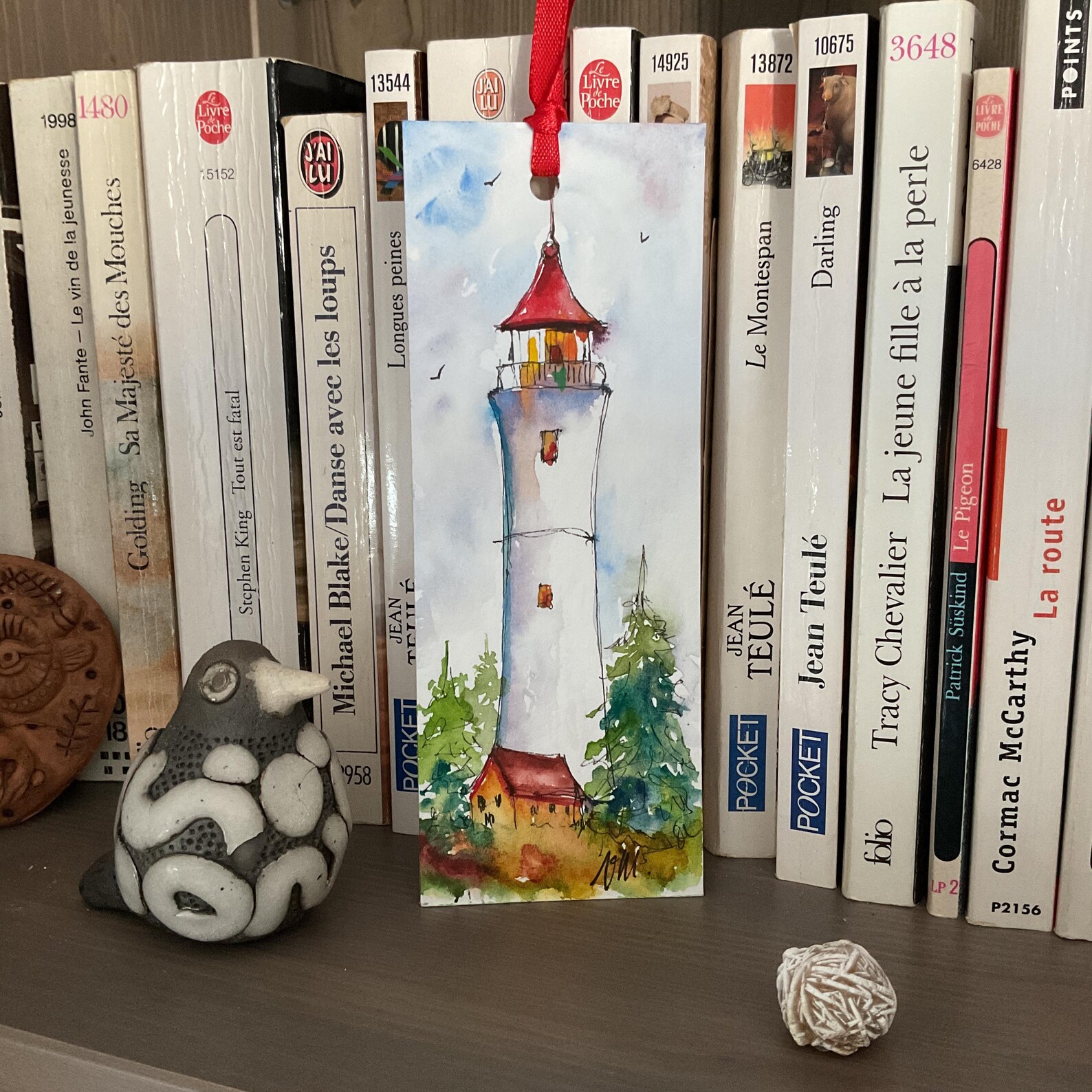 Lighthouse Bookmark in Watercolor, Original Painting of Marine ...
