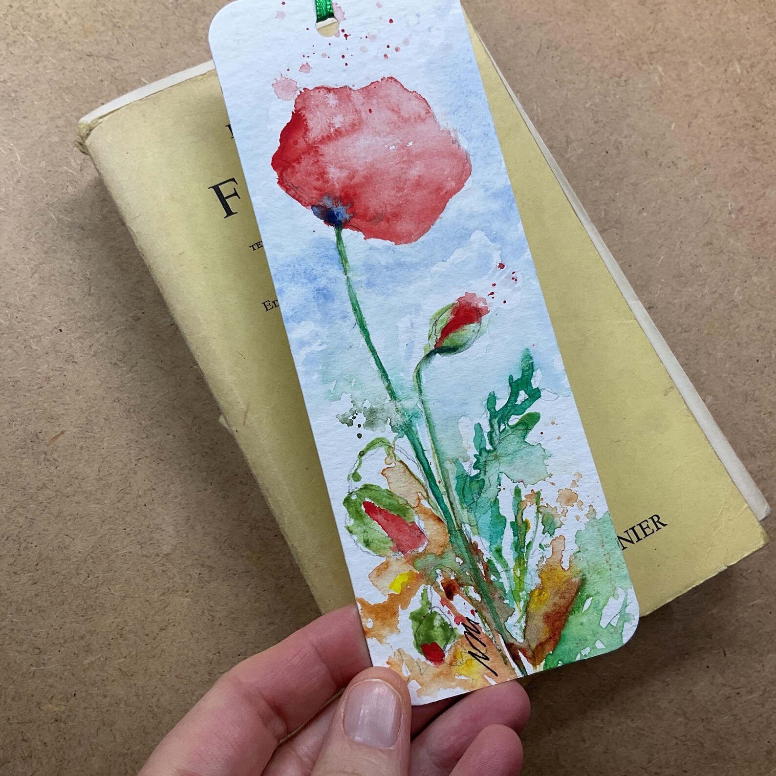 Watercolor Poppy Bookmark, Poppy Original Painting on Bookmark, Gift ...