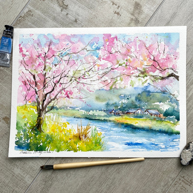 Spring Feeling Original Watercolor Painting of a Spring - Etsy