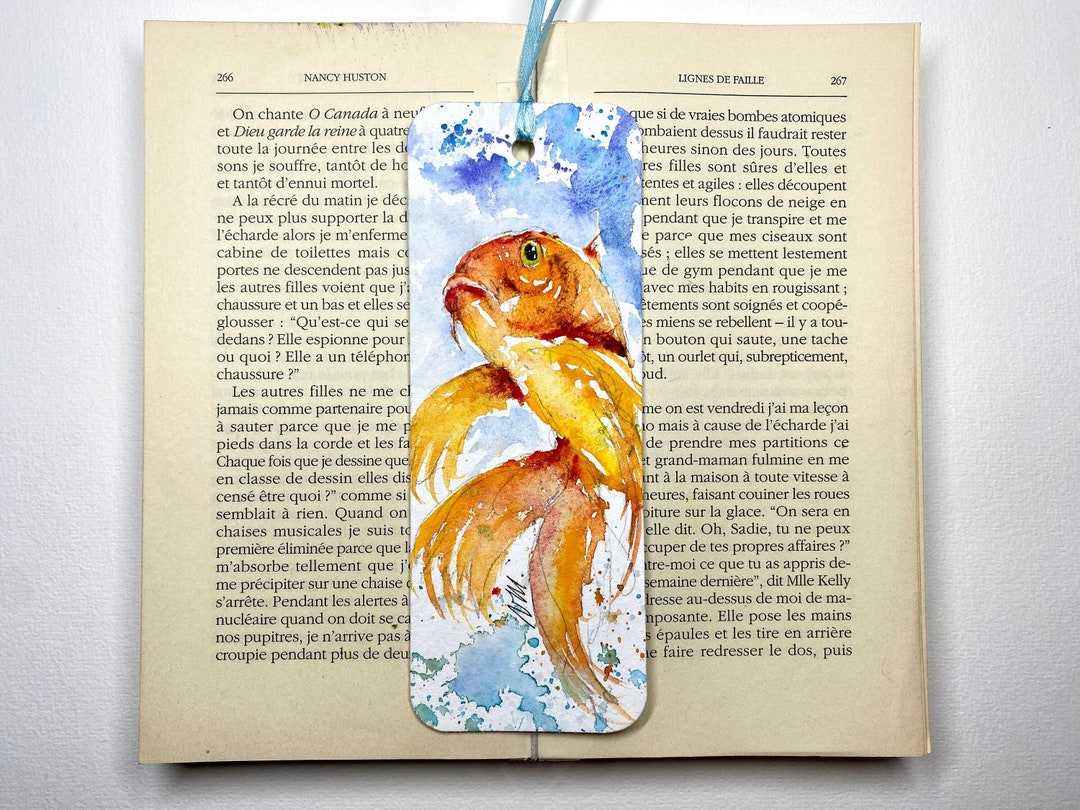 Goldfish Bookmark Original Fish Painting in Watercolor Red - Etsy