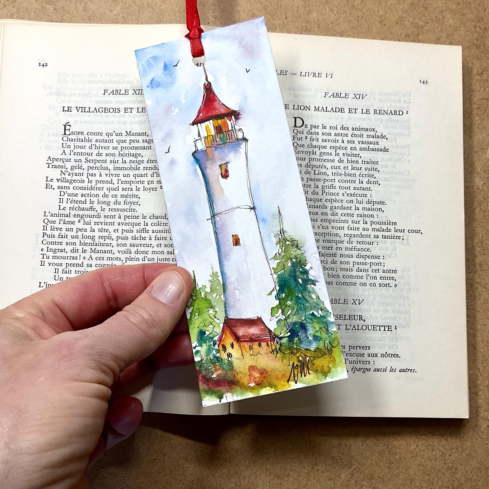 Lighthouse Bookmark in Watercolor, Original Painting of Marine ...