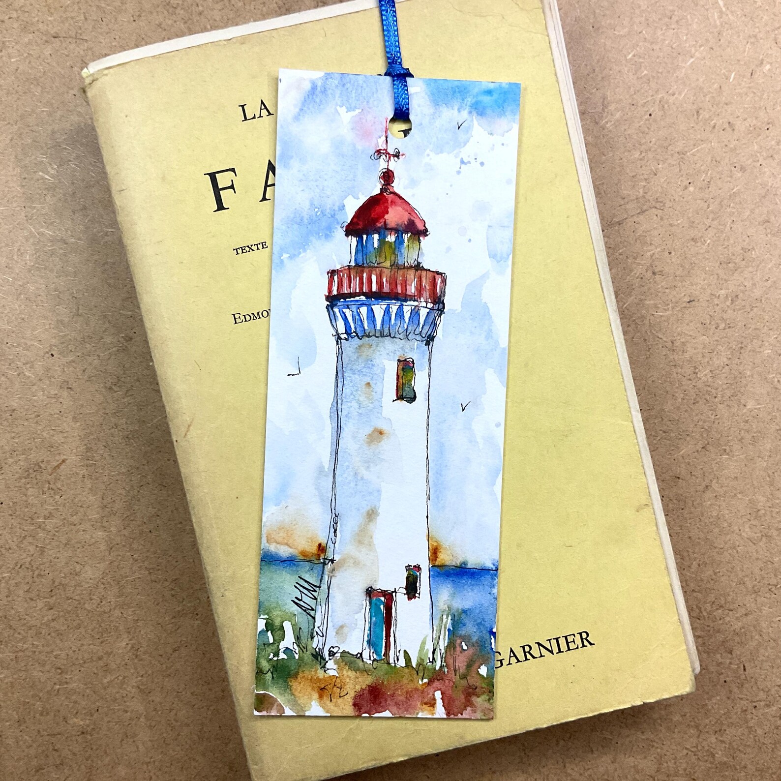 Watercolor Lighthouse Bookmark, Original Maritime Lighthouse Painting ...