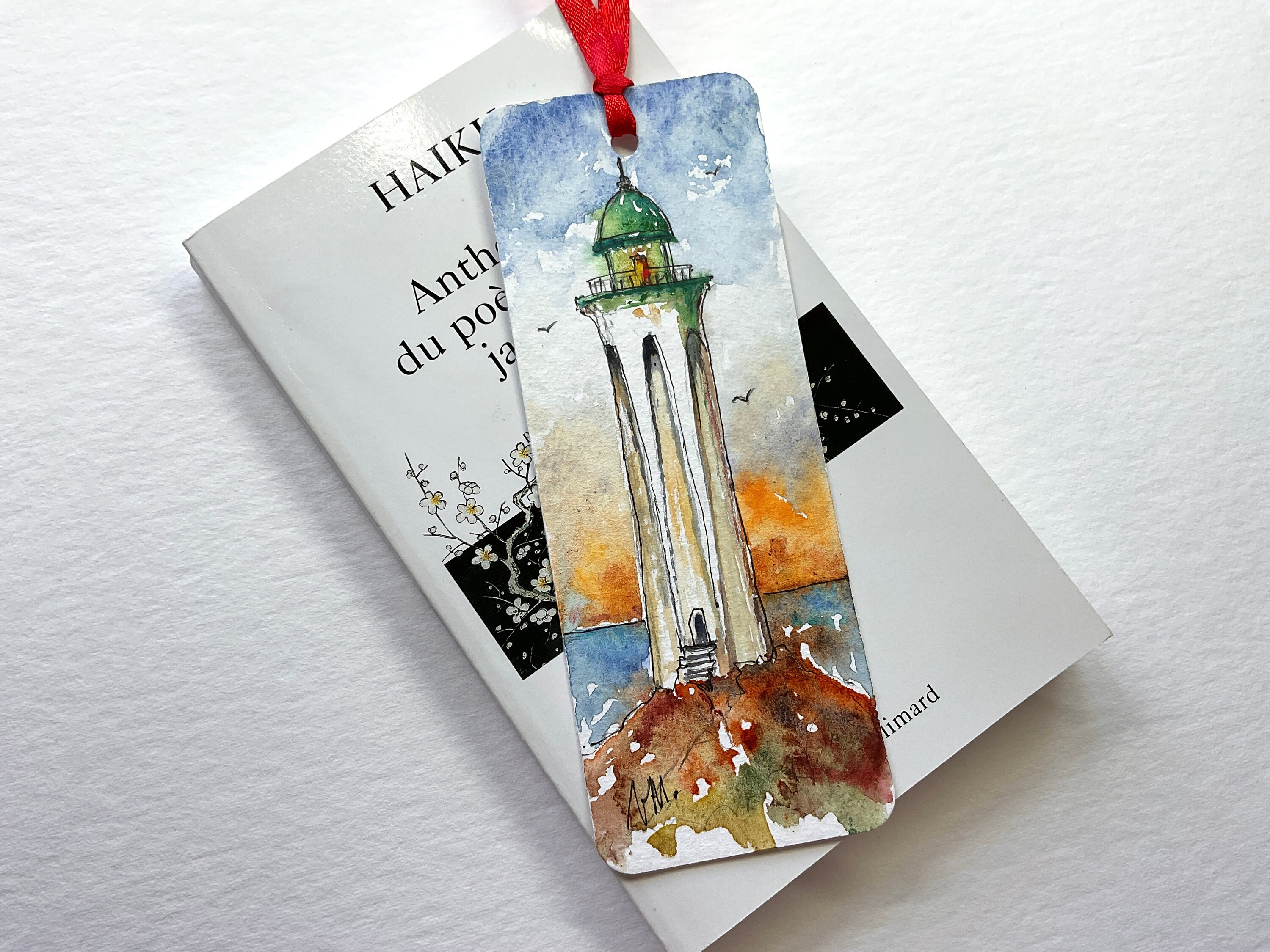 Lighthouse Bookmark in Watercolor, Original Painting of Marine ...