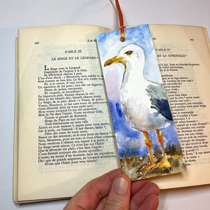 Seagull Painting in Original Watercolor on Bookmark, Gull Decor ...