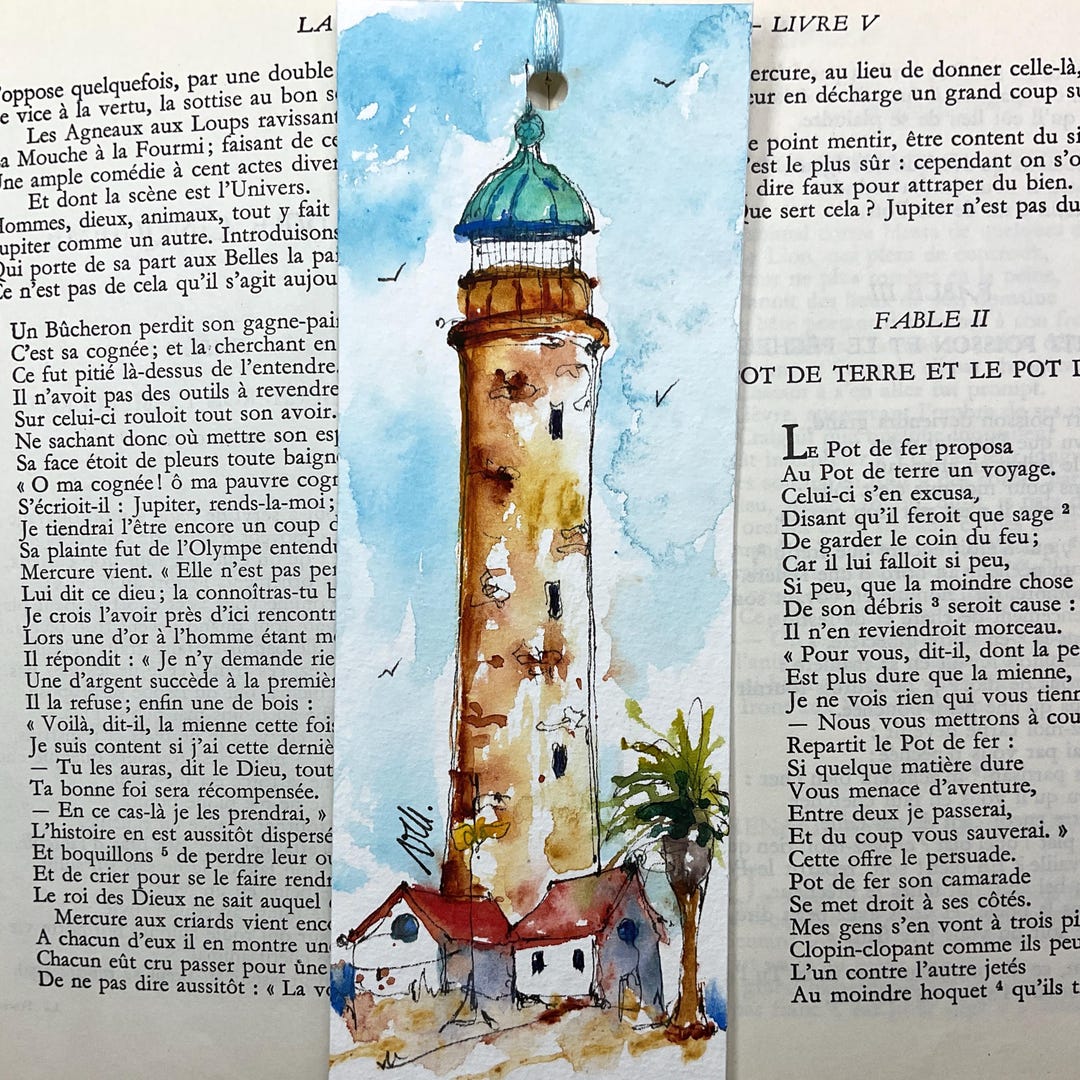 Faro del Mediterraneo su un segnalibro, segnalibro a tema nautico, faro ...
