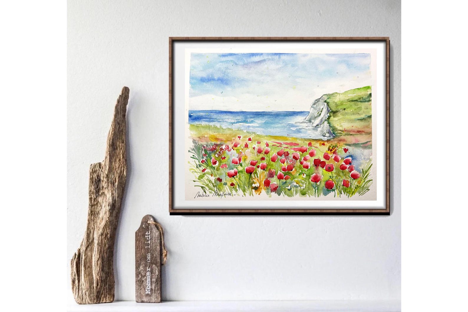 Original Watercolor Landscape of the Cliffs of Cap Blanc Nez Cote D ...