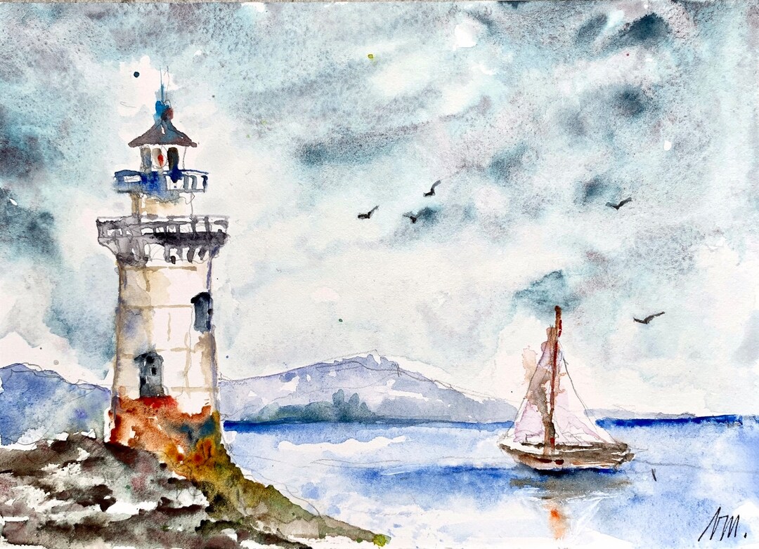 Landscape of Lighthouse in Bad Weather, Gray Sky and Storm in Sight ...