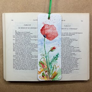 Watercolor Poppy Bookmark, Poppy Original Painting on Bookmark, Gift ...
