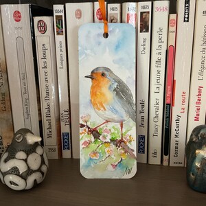 Handmade Robin Bookmark, Bird Painting on Bookmark, Gift for Reader ...