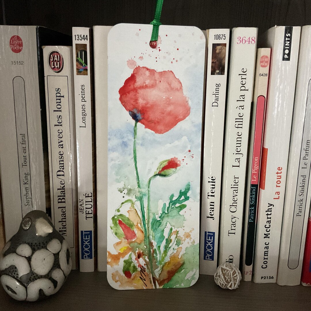 Watercolor Poppy Bookmark, Poppy Original Painting on Bookmark, Gift ...