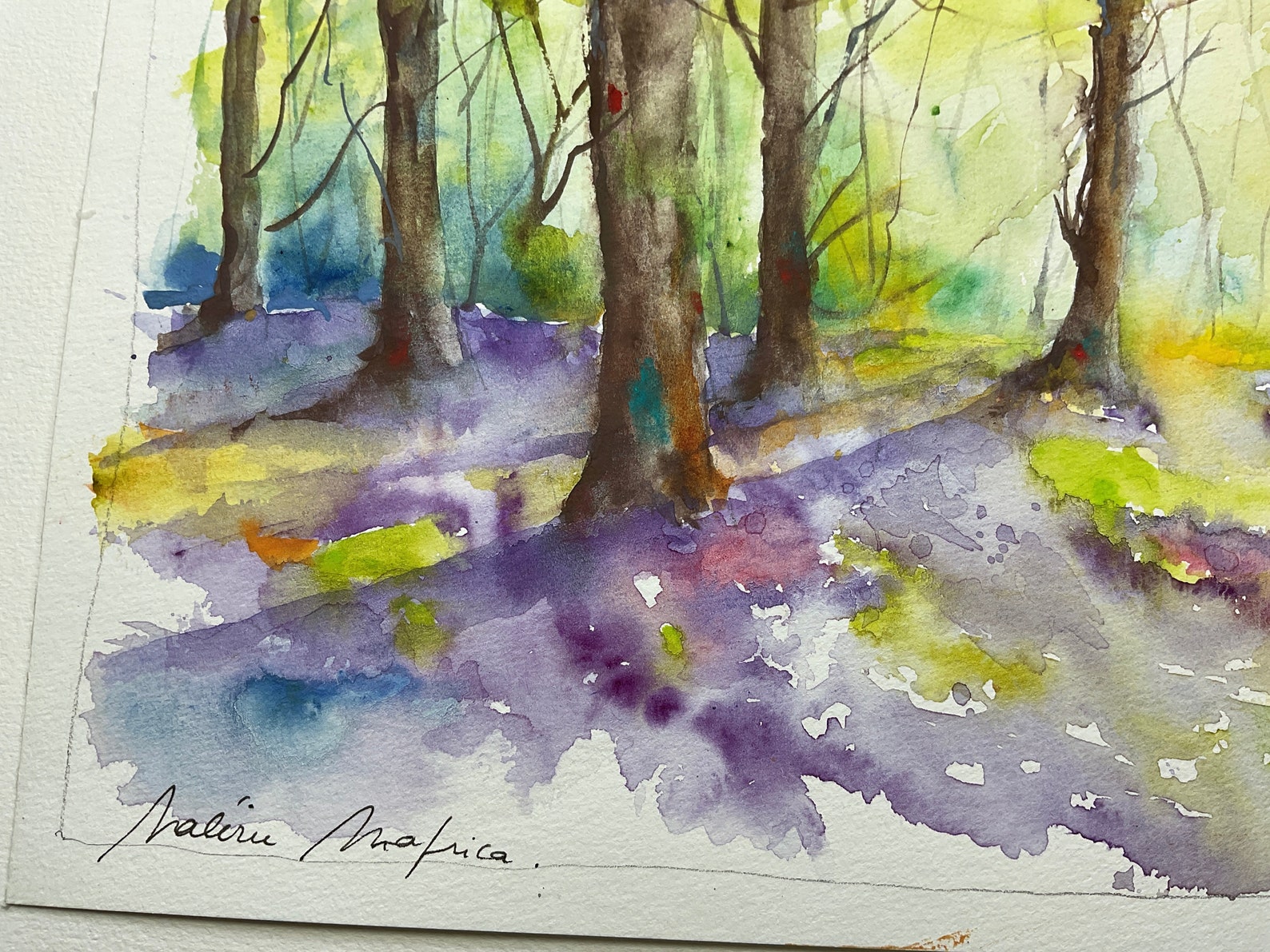 Original Watercolor Painting of Forest in Spring, Painting of Woodland ...