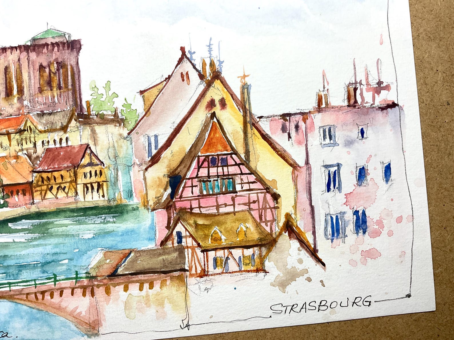 Strasbourg Notre Dame Cathedral in Watercolor, Original Gothic Art ...