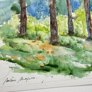 In the Pine Forest, Original Watercolor Painting of a Forest Landscape ...