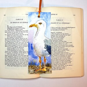 Seagull Painting in Original Watercolor on Bookmark, Gull Decor ...