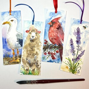 Seagull Painting in Original Watercolor on Bookmark, Gull Decor ...