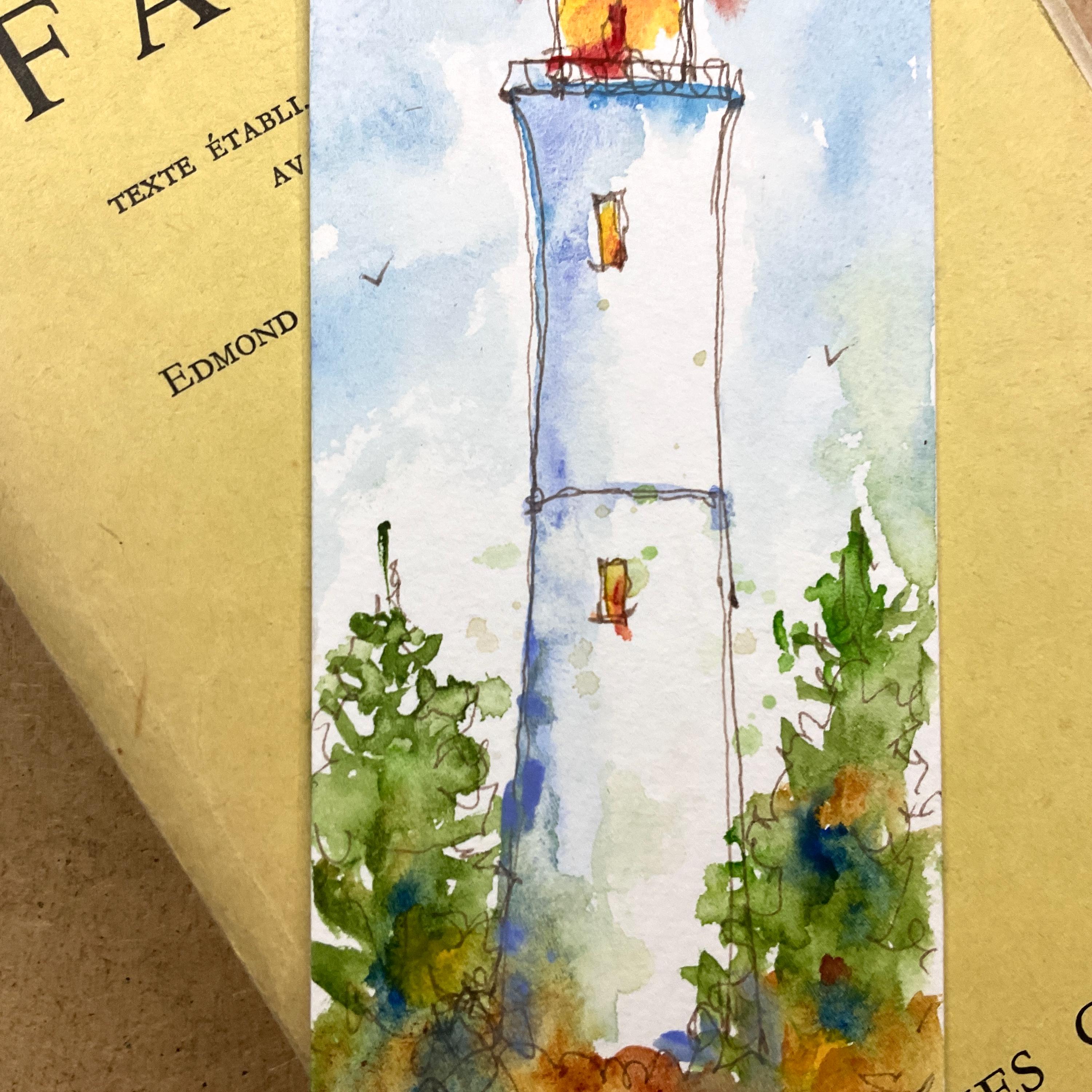 Lighthouse Watercolor Bookmark, Original Handpainted Bookmark, Marine ...