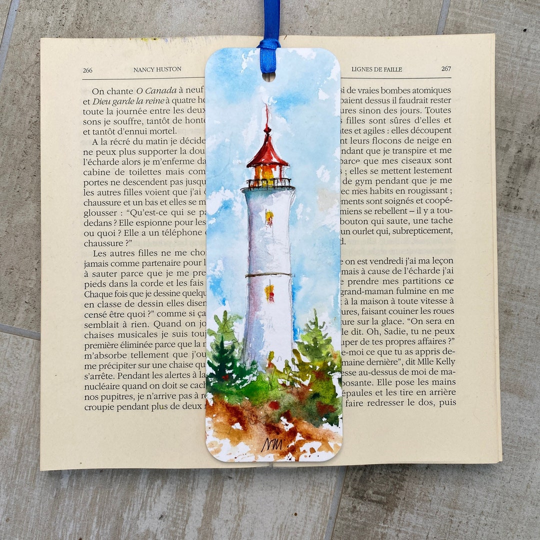 Lighthouse Watercolor Bookmark, Original Handpainted Bookmark, Marine ...