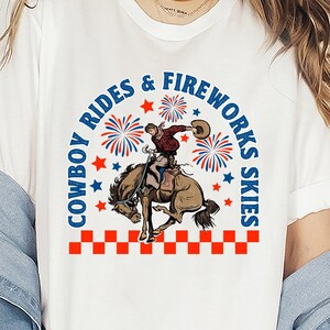 Cowboy Rides & Fireworks Skies PNG - 4th of July Western Digital Art ...