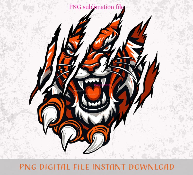 Distressed Tiger Claw PNG: School Spirit Sublimation Design (digital ...