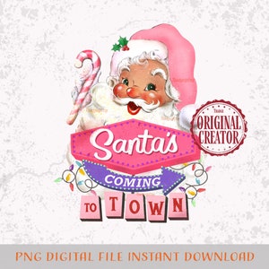 Retro Pink Christmas. Pink Santa Claus Png. Sublimation File for Shirt ...