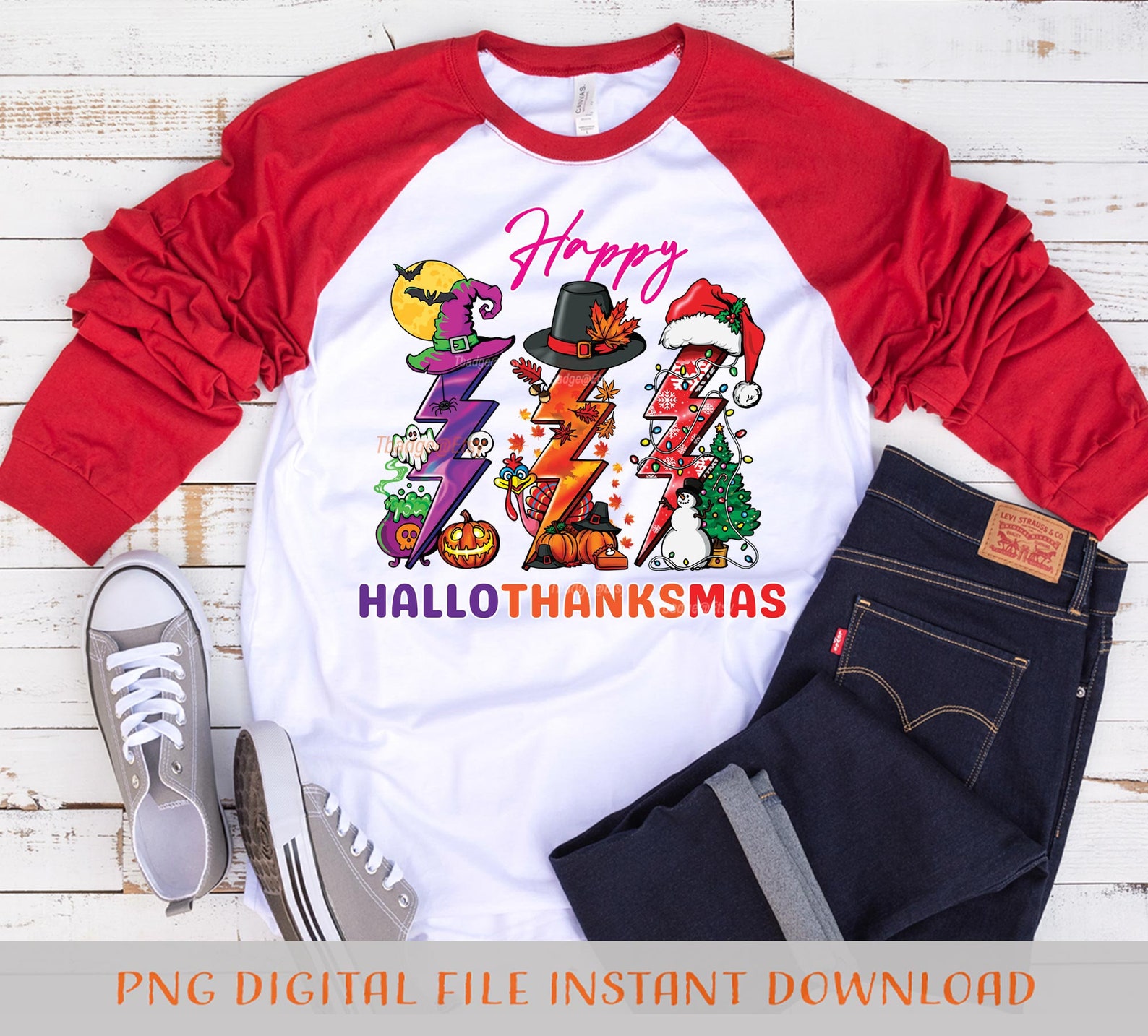 Happy Hallothanksmas Lightning Bolt Png Halloween Thankgiving - Etsy