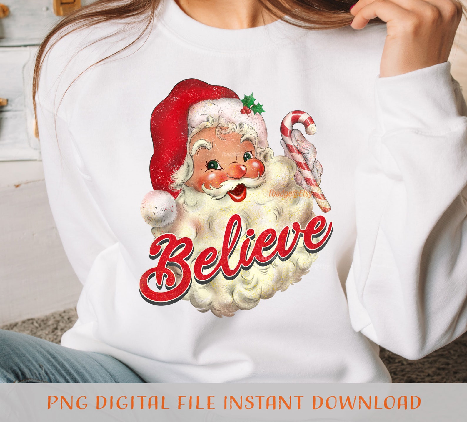 Retro Santa Believe Png Christmas PNG Sublimation File for - Etsy